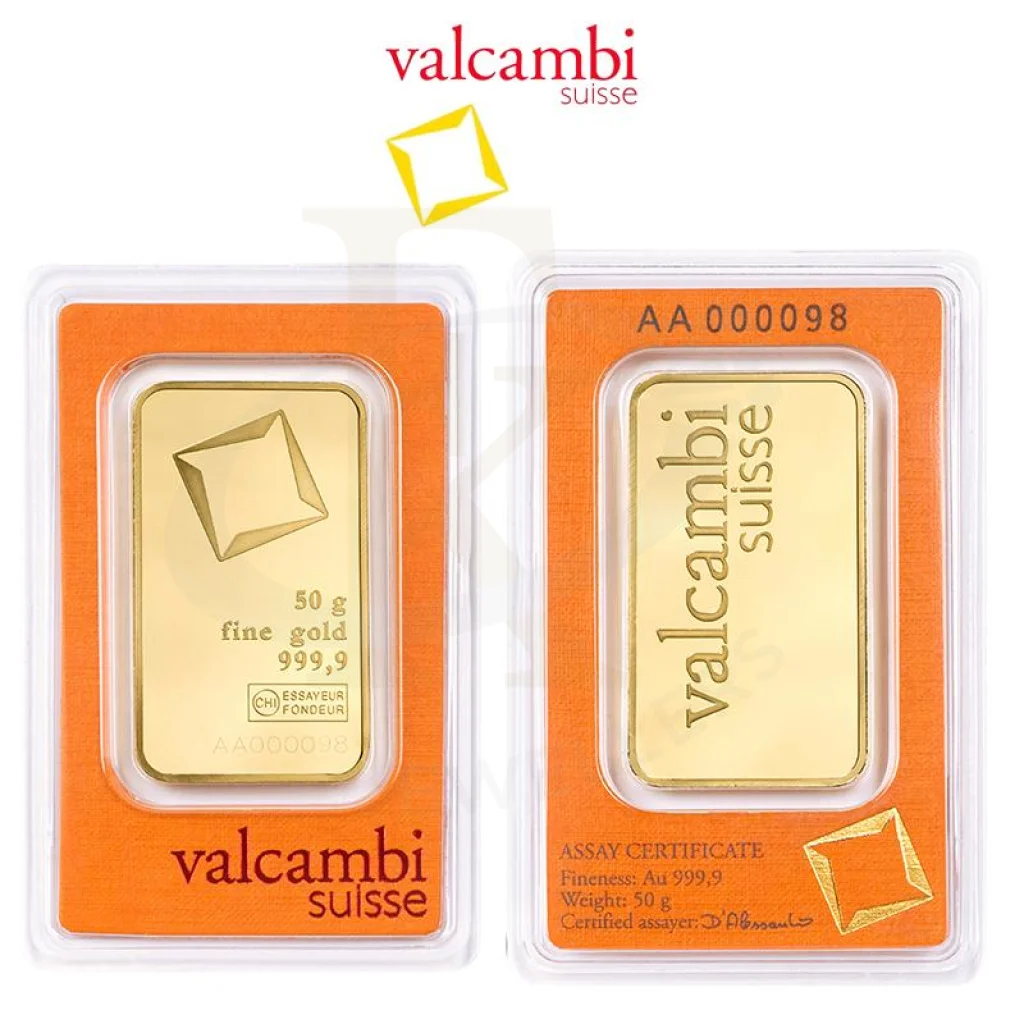 Valcambi Suisse 24KT Gold Bullion Bar (50 Grams) at Best Price in Kuwait