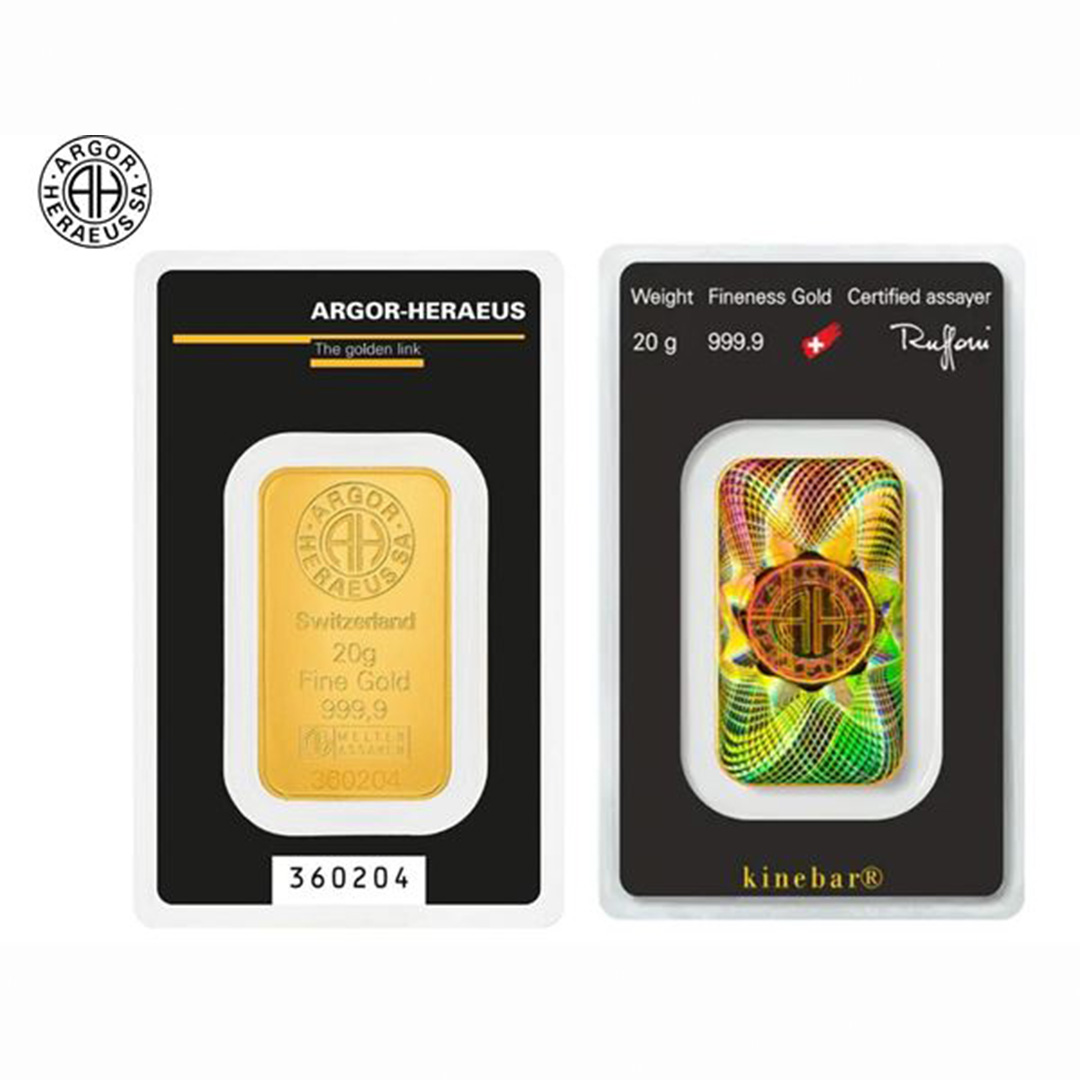 Argor Heraeus 20 Grams Gold Kinebar 24KT – FKJGBR24K6720 - Buy Gold ...